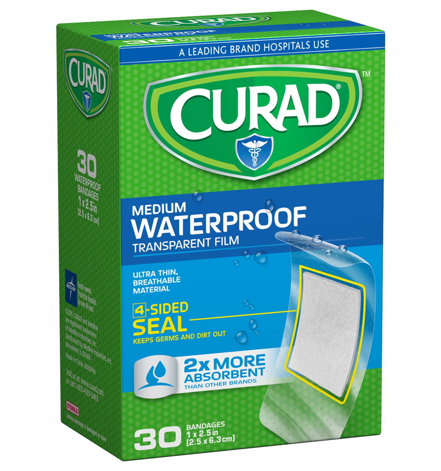 Waterproof Bandages, 1" x 2.5", 30 count | Curad Bandages Official Site